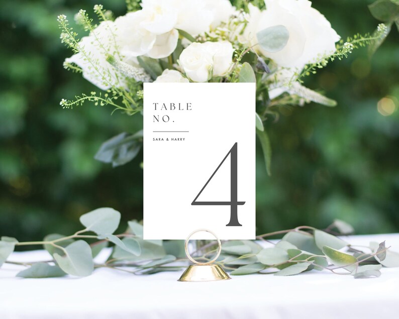 Modern Minimalist Printable Table Numbers Template 5x7 Unlimited ...