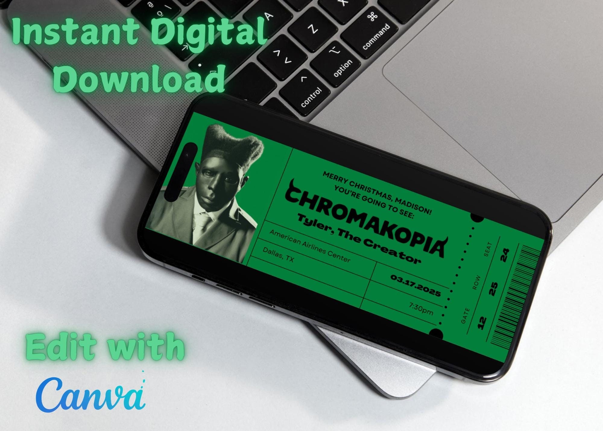 Editable Tyler the Creator Concert Ticket Template instant Digital ...