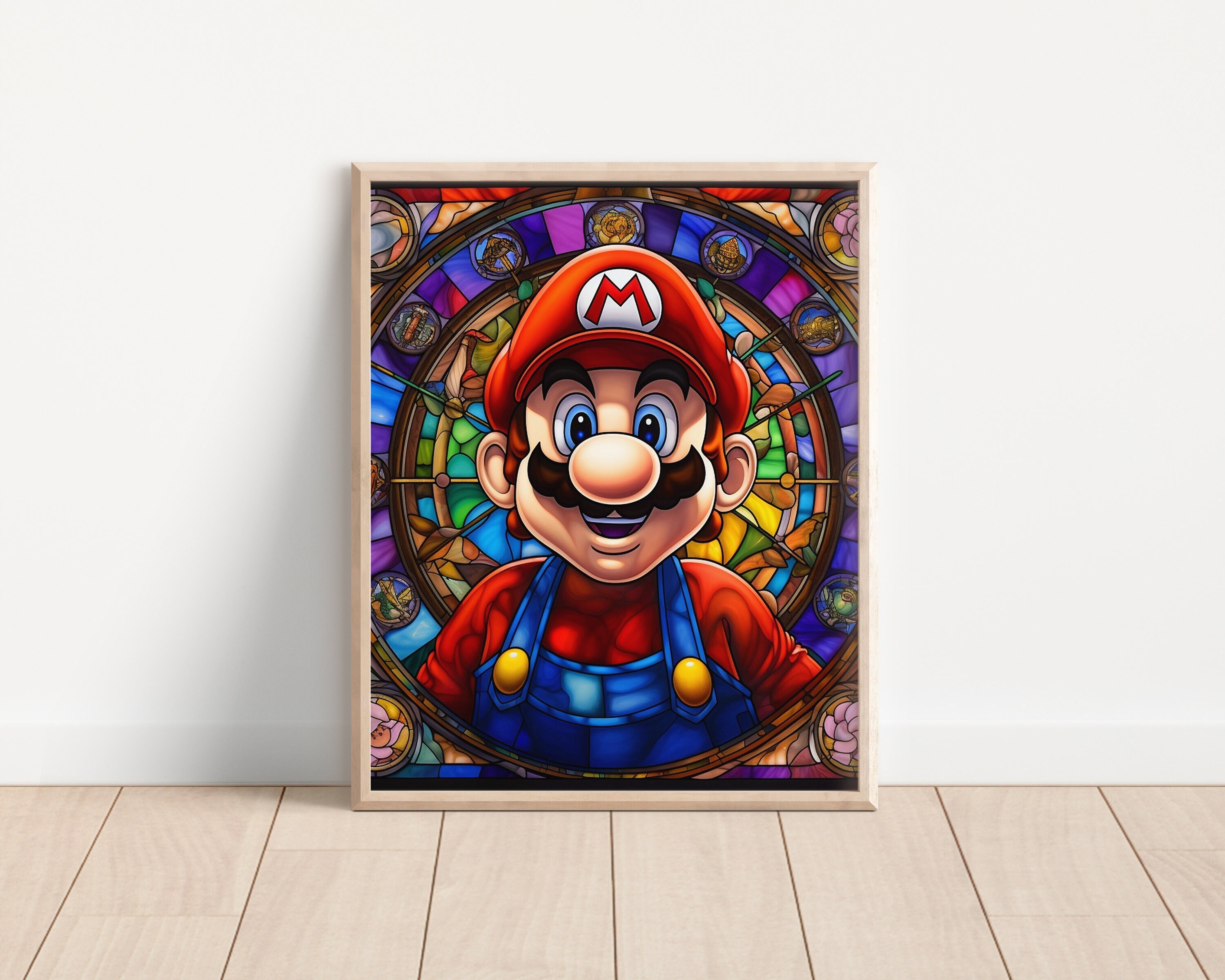 Super Mario Stained Glass Art Print, Video Game Art, Super Mario Decor ...