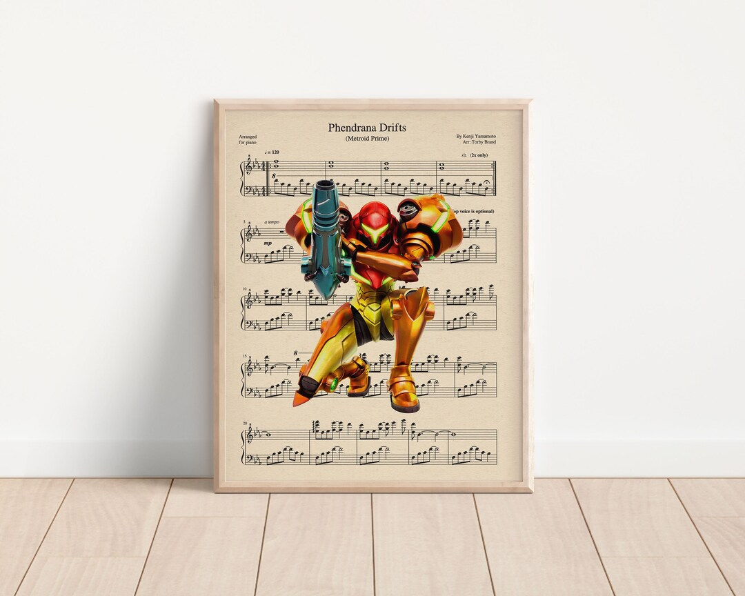 Samus Aran Themed Music Sheet Art, Metroid Art Print, Video Game Art ...
