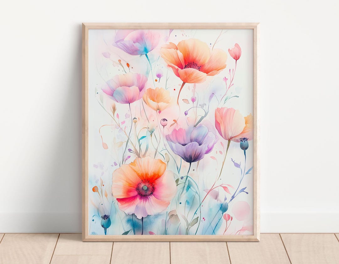 Beautiful Watercolor Flowers Print, Digital Download, Water Color Art ...