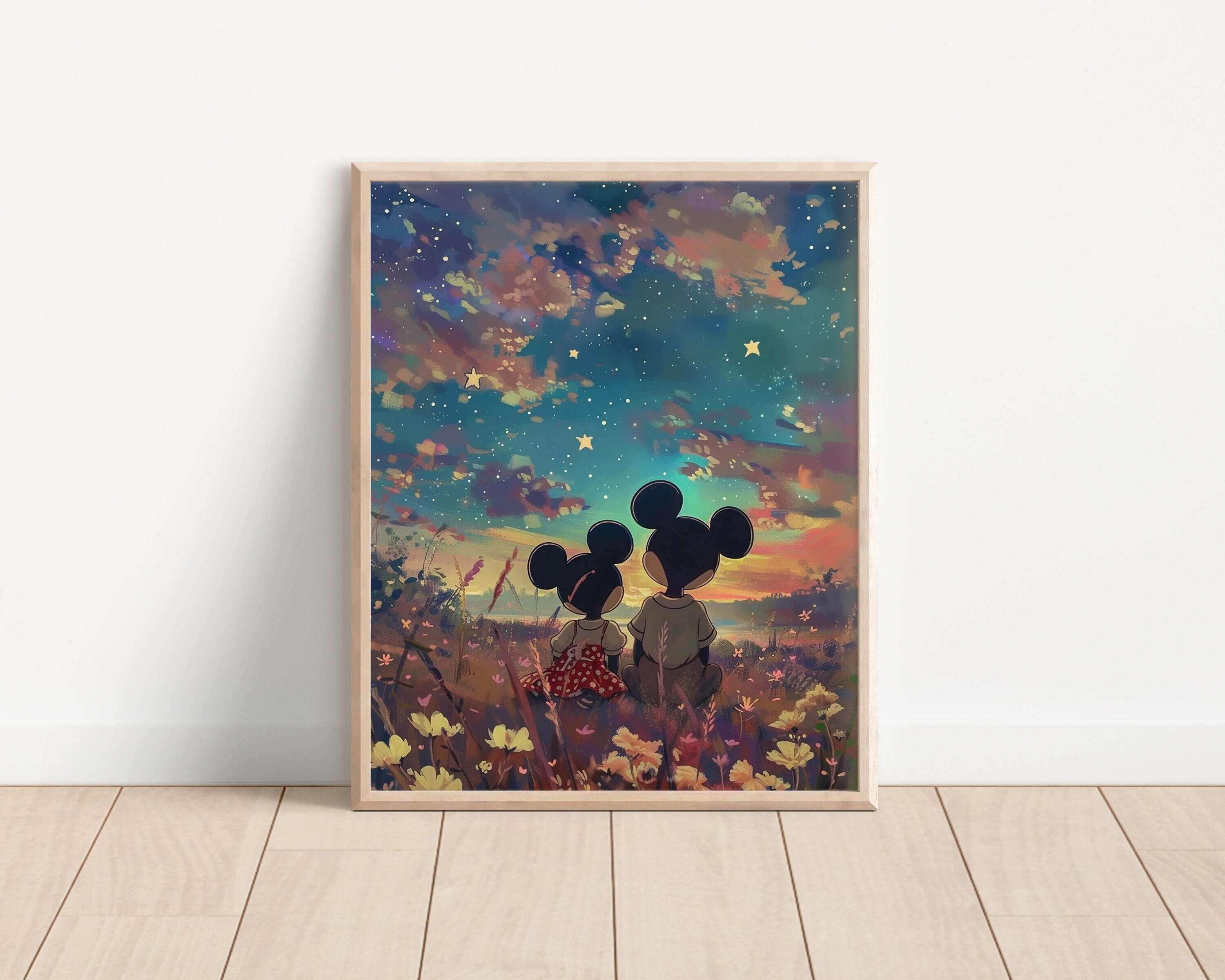 Mickey Mouse and Minnie Mouse Art Print, Lovers Art, Pop Artwork ...
