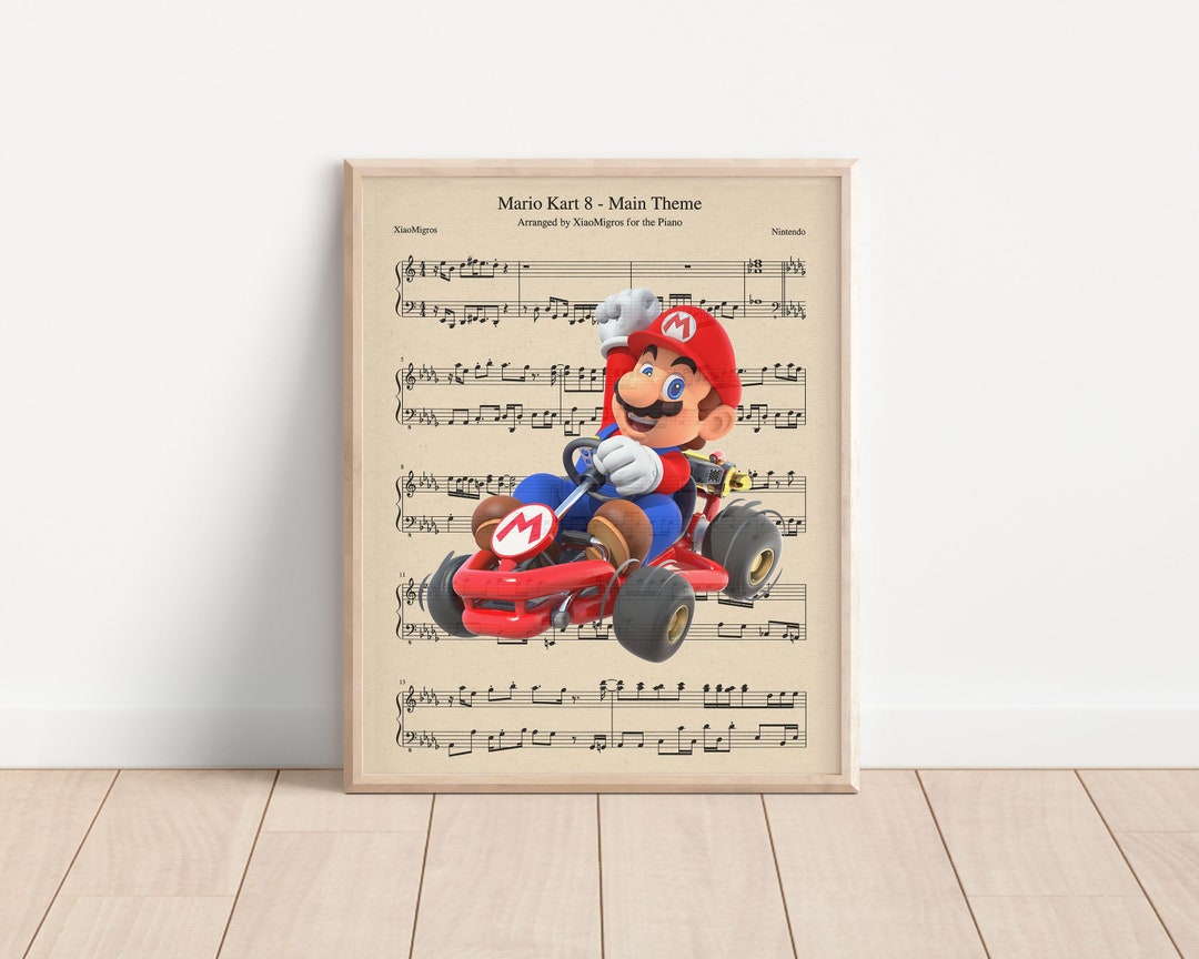 Mario Kart Themed Music Sheet Art Print, Super Mario Art Poster, Kids ...