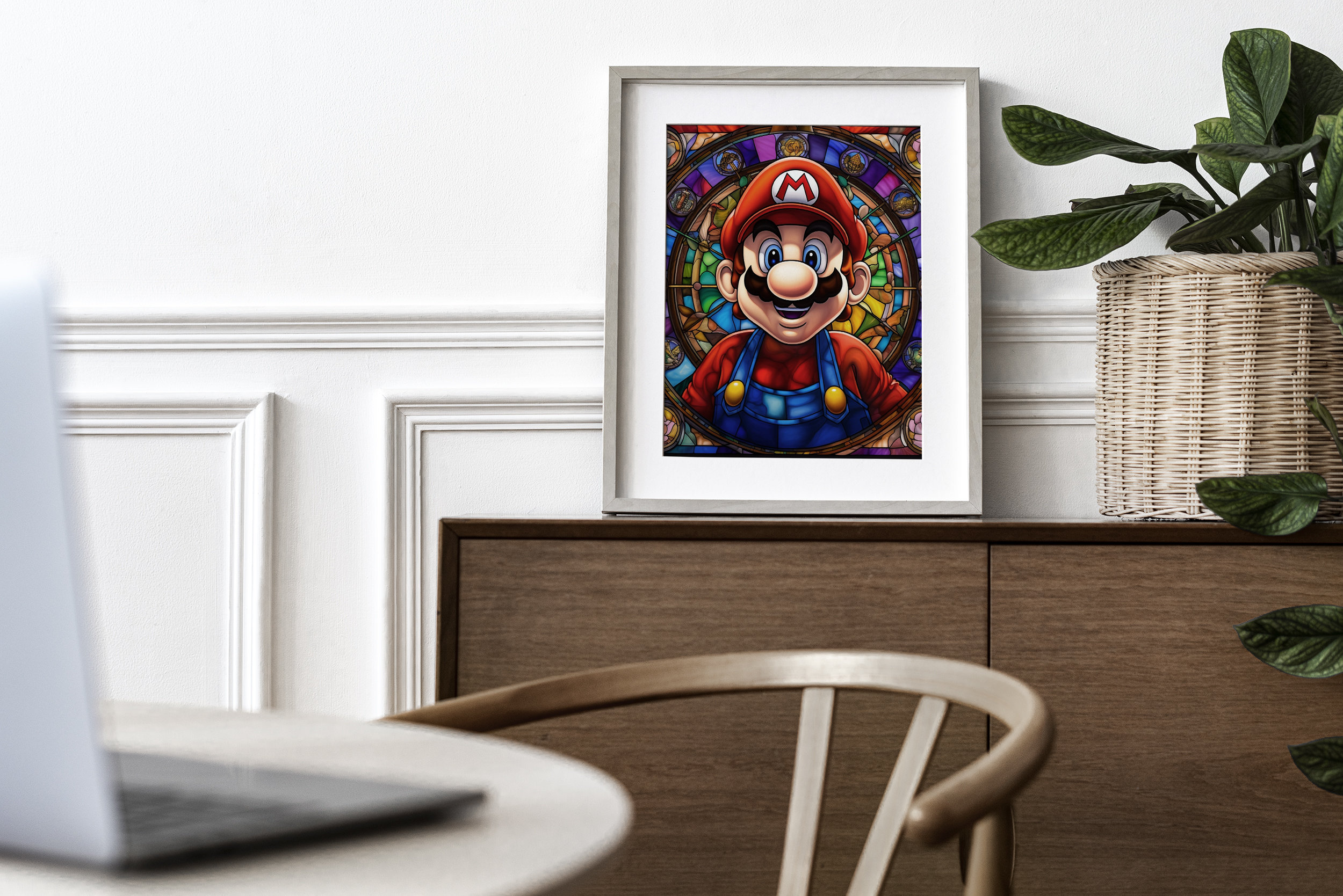 Super Mario Stained Glass Art Print, Video Game Art, Super Mario Decor ...