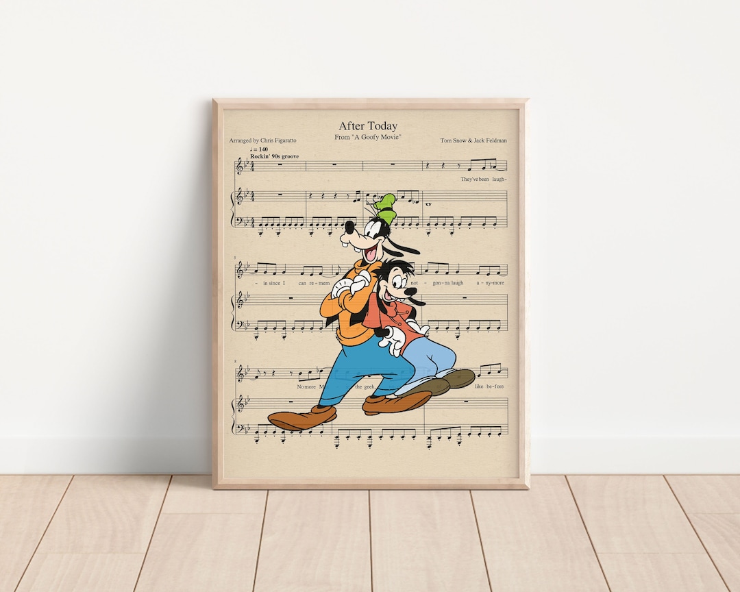 A Goofy Movie Themed Music Sheet Art Print, Max and Goofy Art Poster ...