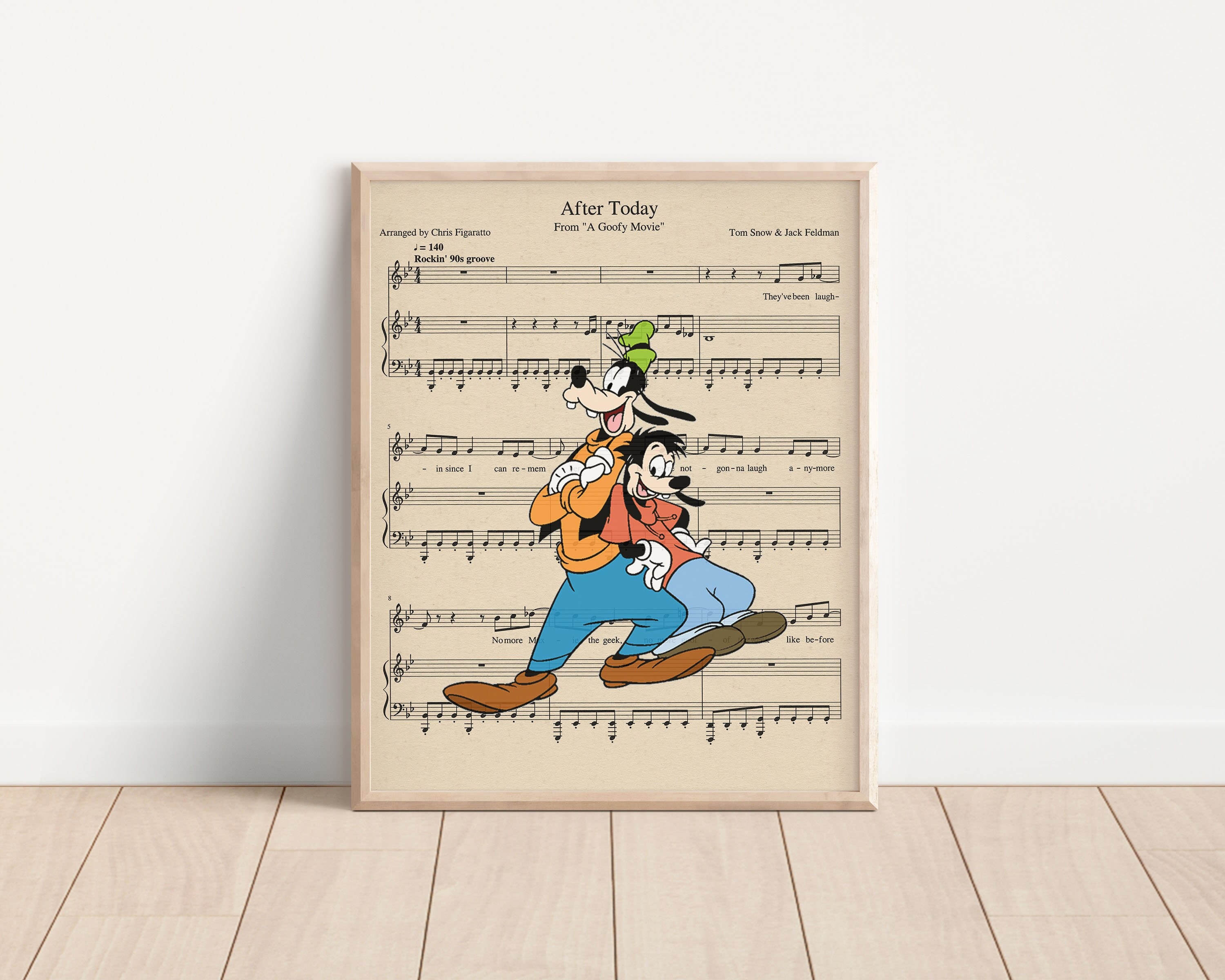 A Goofy Movie Themed Music Sheet Art Print, Max and Goofy Art Poster ...