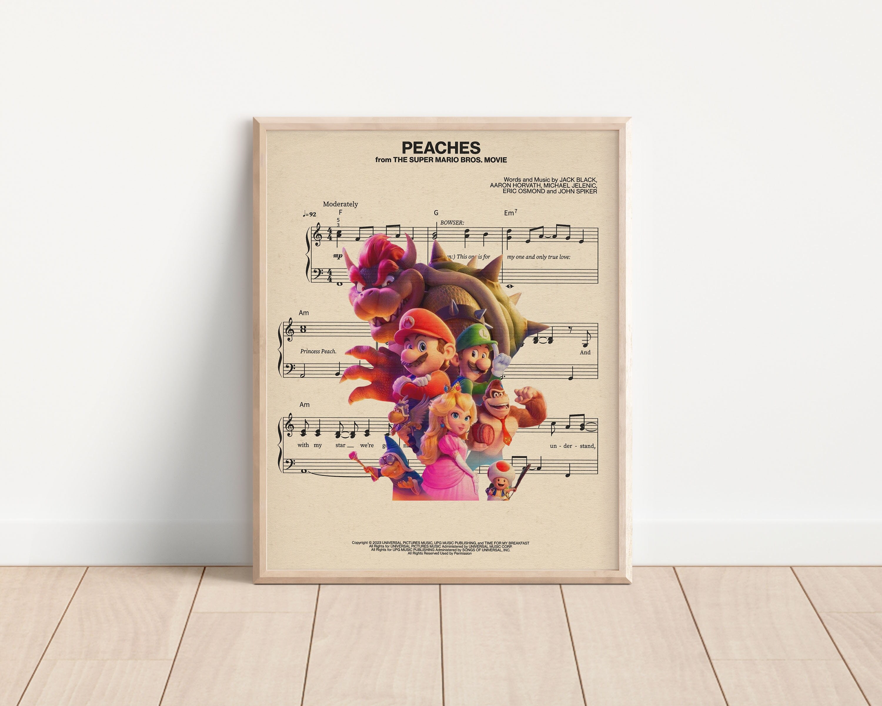 Super Mario Themed Music Sheet Art Print, Super Mario Bros Art, Video ...