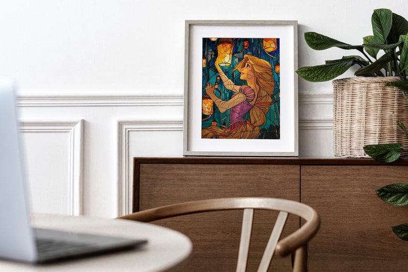Rapunzel Stained Glass Art Print, Tangled Art Poster, Princess Art ... Rapunzel Stained Glass Art Print, Tangled Art Poster, Princess Art ...