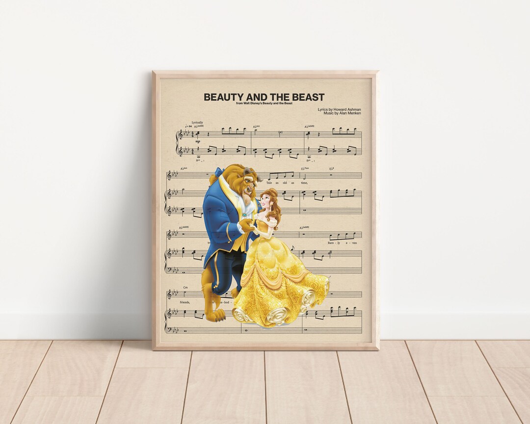 Beauty and the Beast Themed Music Sheet Art Print, Wedding Gift Art ...