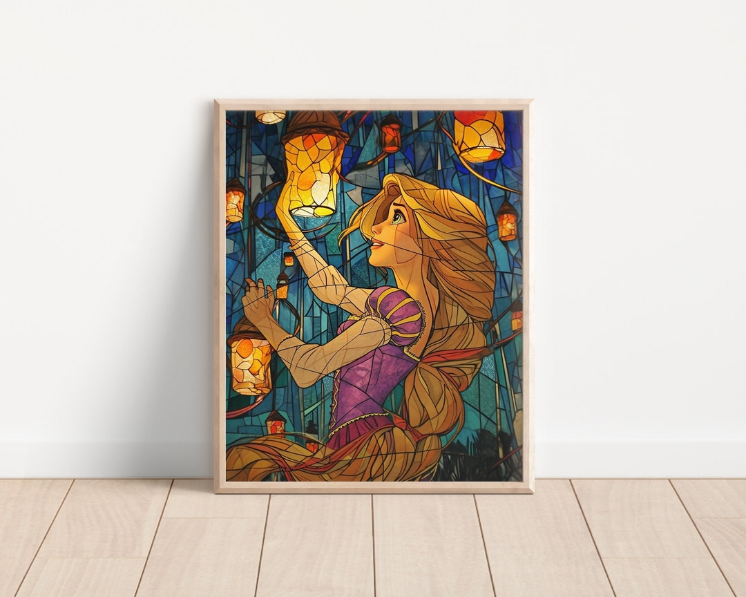 Rapunzel Stained Glass Art Print, Tangled Art Poster, Princess Art ...