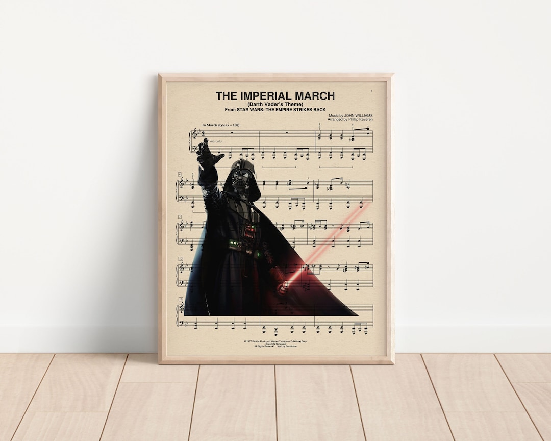 Darth Vader Theme Sheet Music Art Print, Star Wars Art Poster, Dark ...