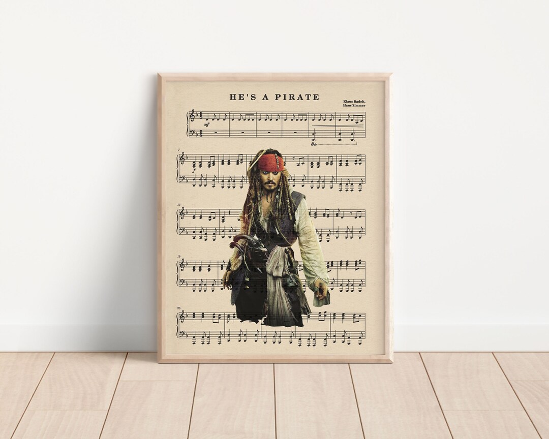 Jack Sparrow Themed Music Sheet Art Print, Pirates of the Caribbean Art ...