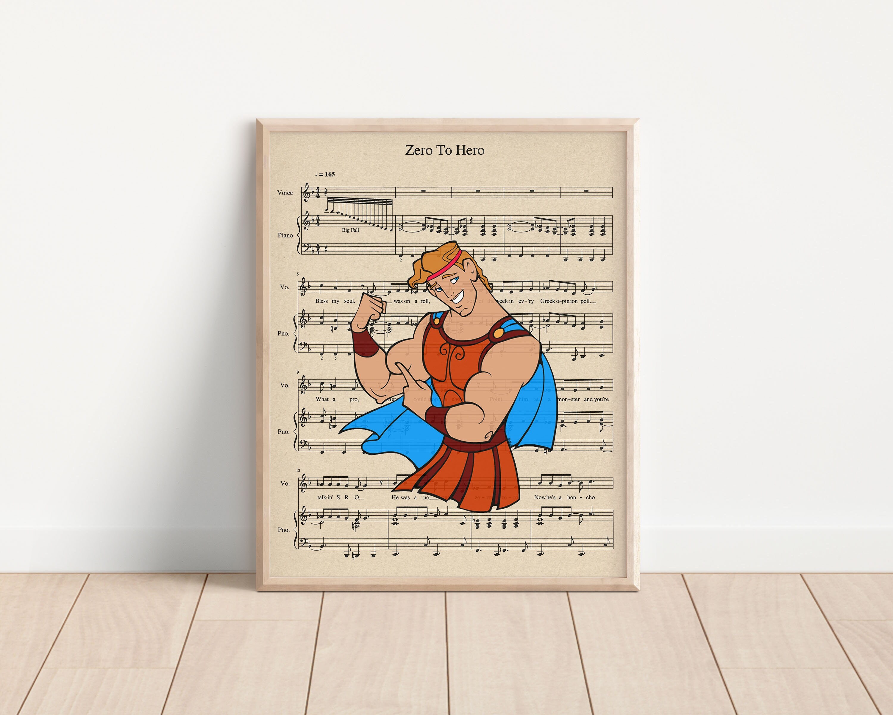 Hercules Themed Music Sheet Art Print, Zero to Hero Art Print, Super ...