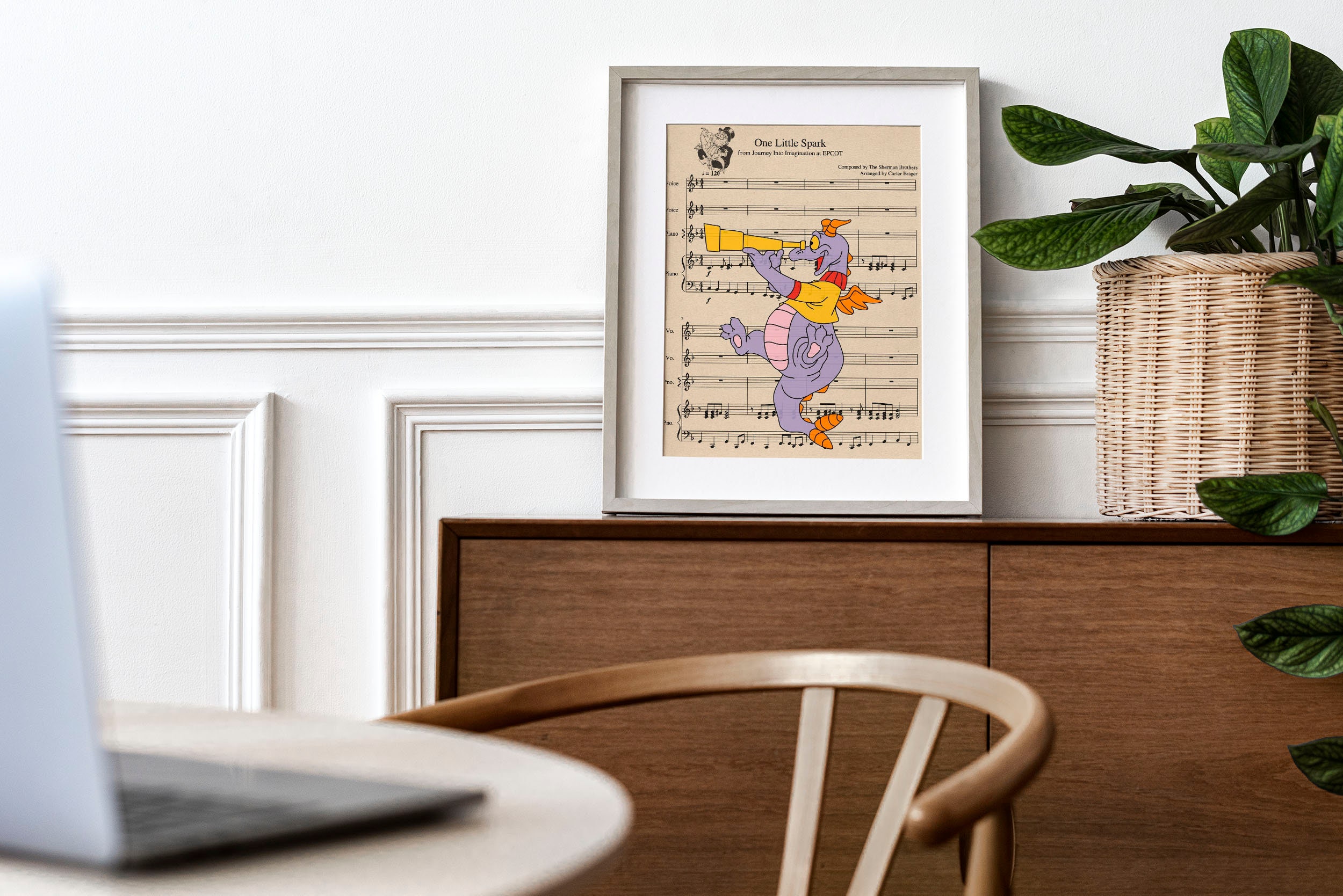Figment Themed Music Sheet Art Print, One Little Spark Art Poster ...