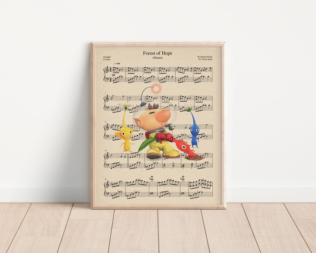 Pikmin Themed Music Sheet Art Print, Olimar Art Poster, Video Game Art ...