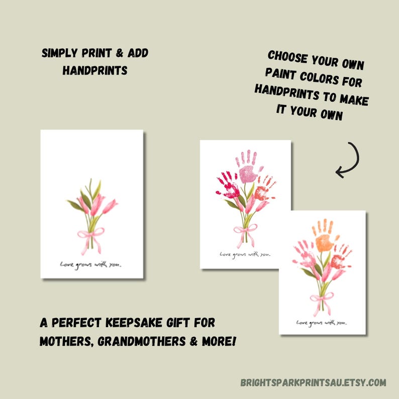 DIY Mother's Day Handprint Flower Bouquet Craft Template for Kids ...