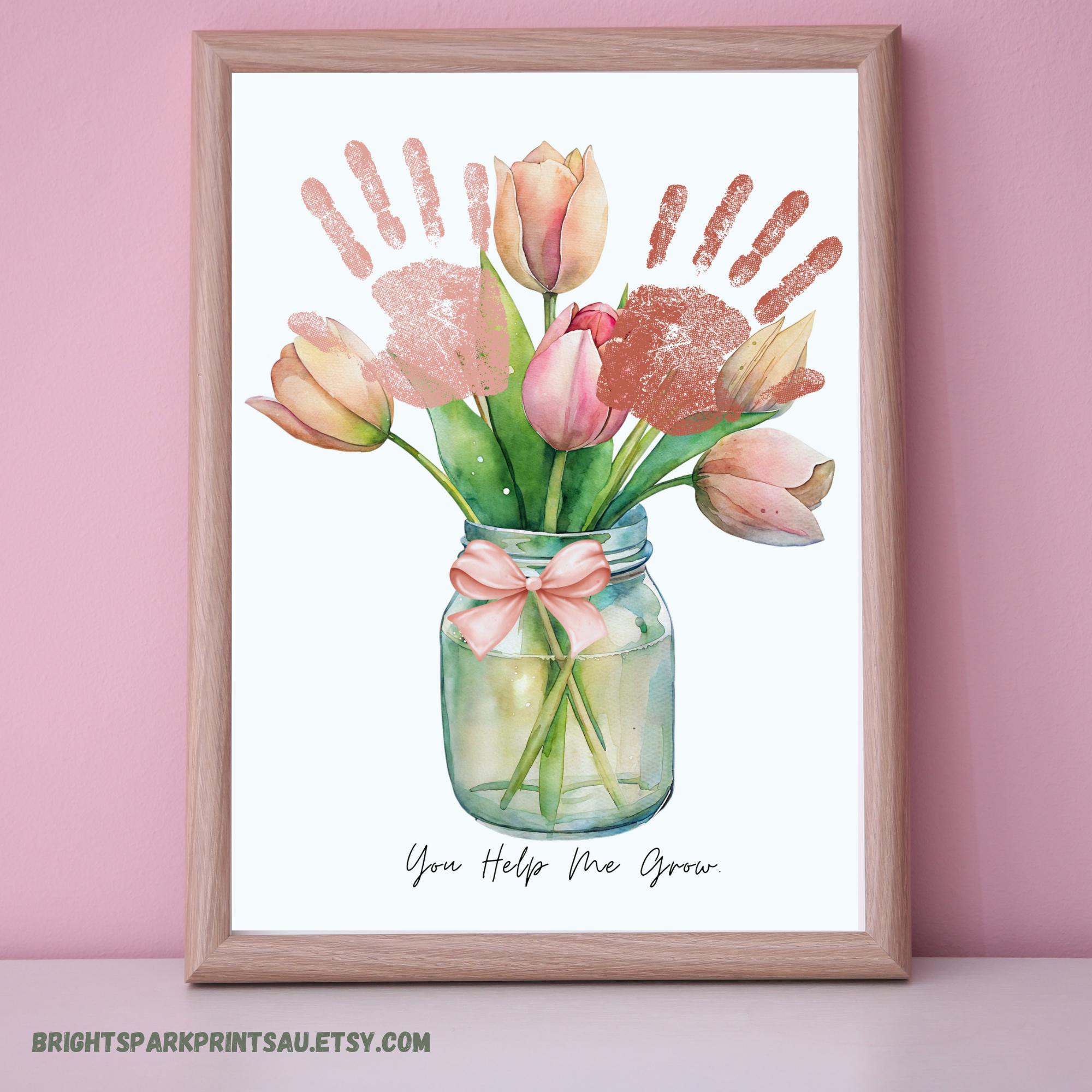 Handprint Art Flower Bouquet You Help Me Grow Digital Download PDF - Etsy