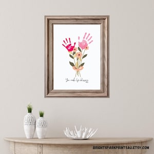 Flower Handprint Art Keepsake Mothers Day 2025 Gift You Make Life ...