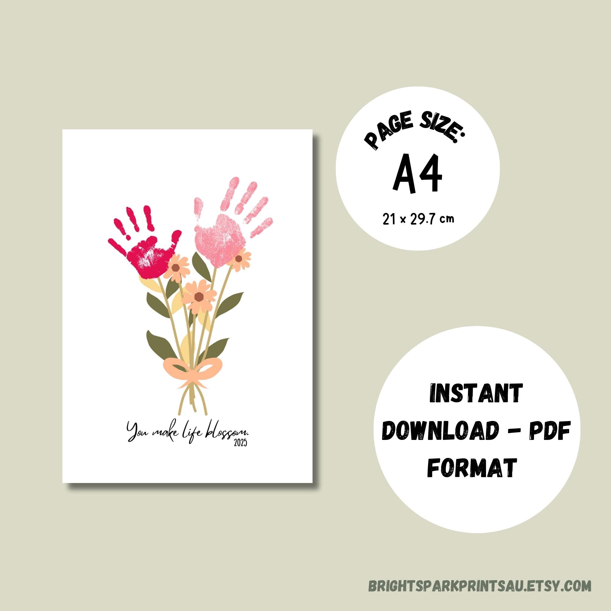 Flower Handprint Art Keepsake Mothers Day 2025 Gift You Make Life ...