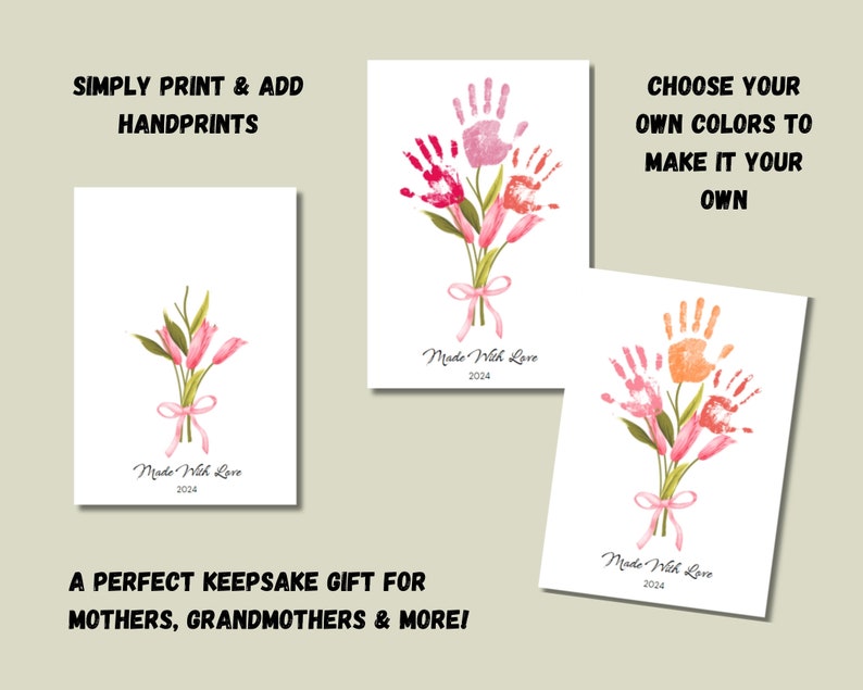 DIY Mother's Day Handprint Flower Bouquet Craft Template for Kids ...