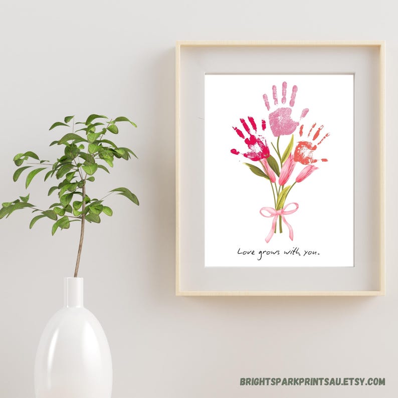 DIY Mother's Day Handprint Flower Bouquet Craft Template for Kids ...