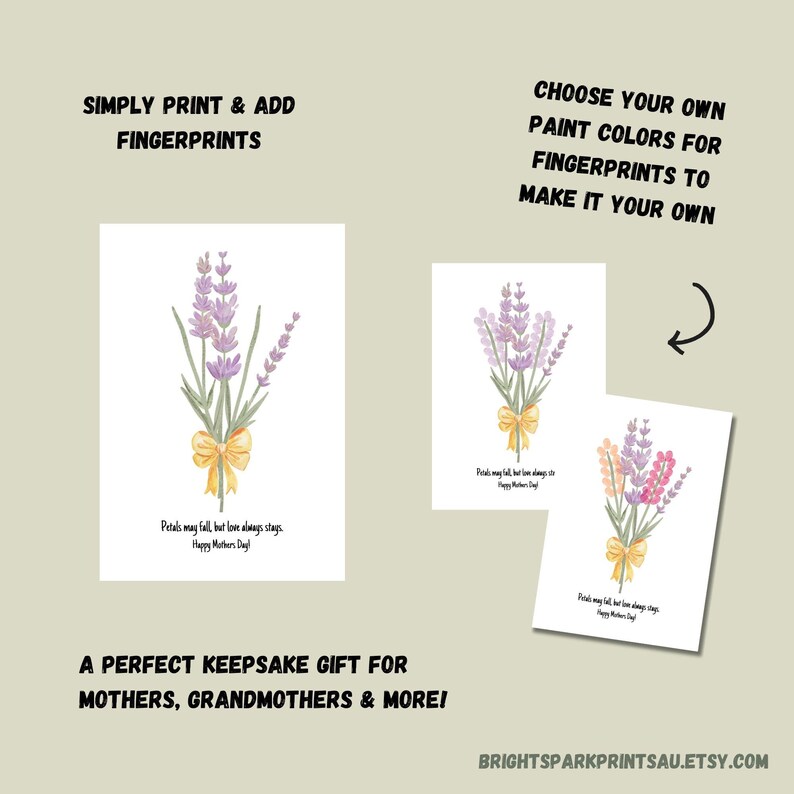 Fingerprint Flower Bouquet Custom Gift From Kids for Mothers Day ...