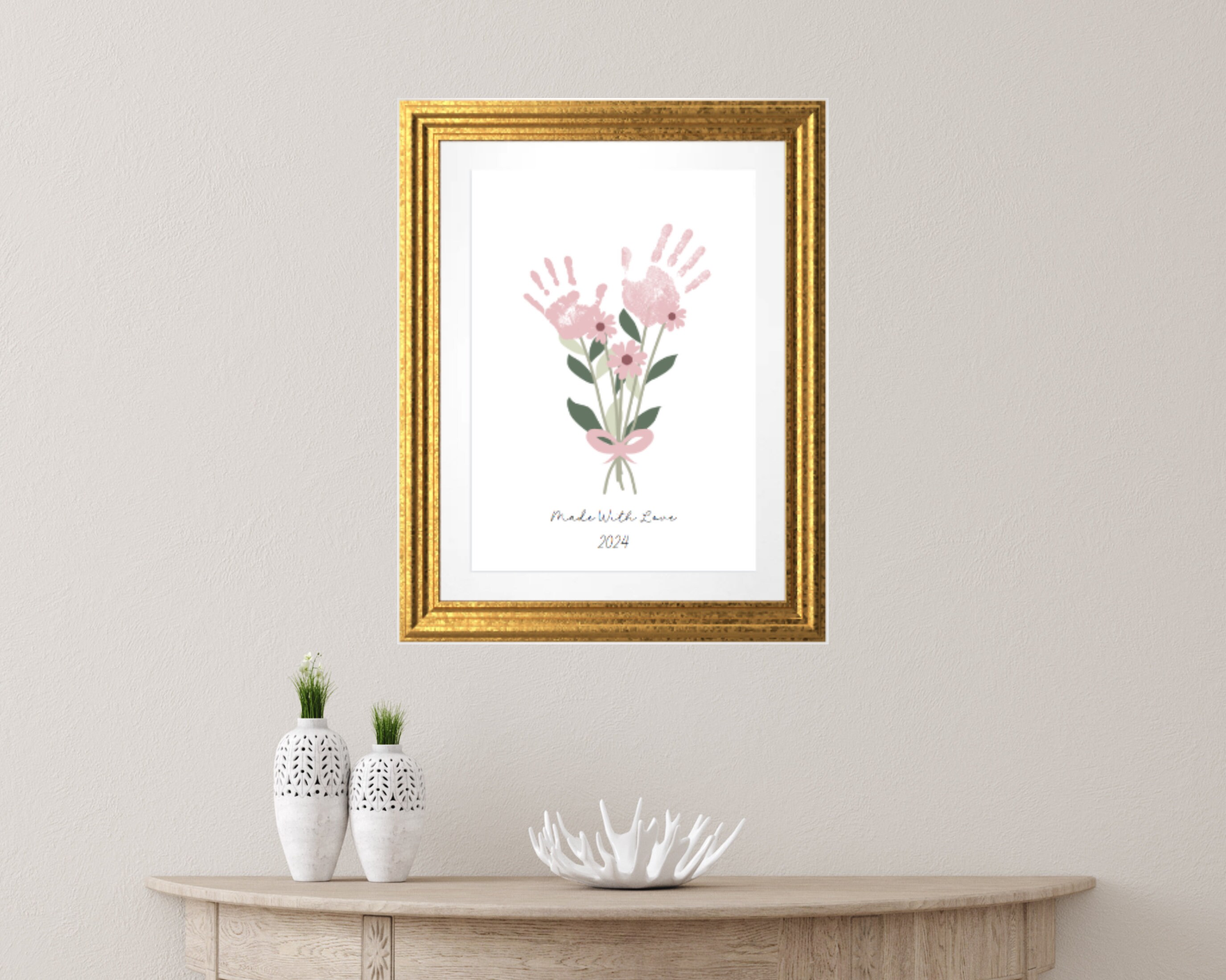 Flower Handprint Art Keepsake Mothers Day Gift Valentines Day Mom Gift ...