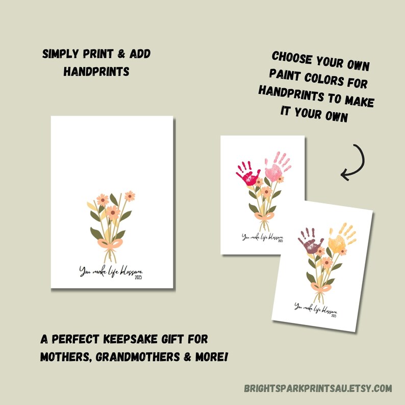 Flower Handprint Art Keepsake Mothers Day 2025 Gift You Make Life ...
