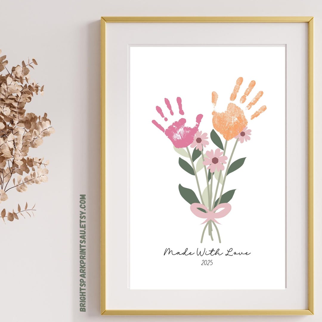 Flower Handprint Art Keepsake Mothers Day 2025 Gift Valentines Day Mom ...