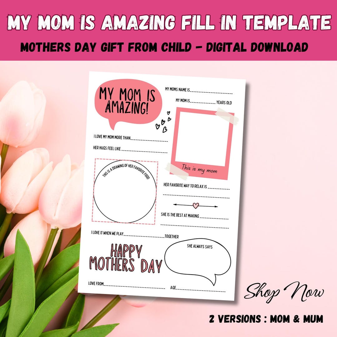 Mother's Day Gift, Fill in the Blank Printable Activity, Preschool ...