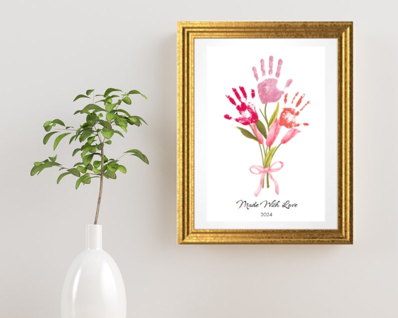 DIY Mother's Day Handprint Flower Bouquet Craft Template for Kids ...