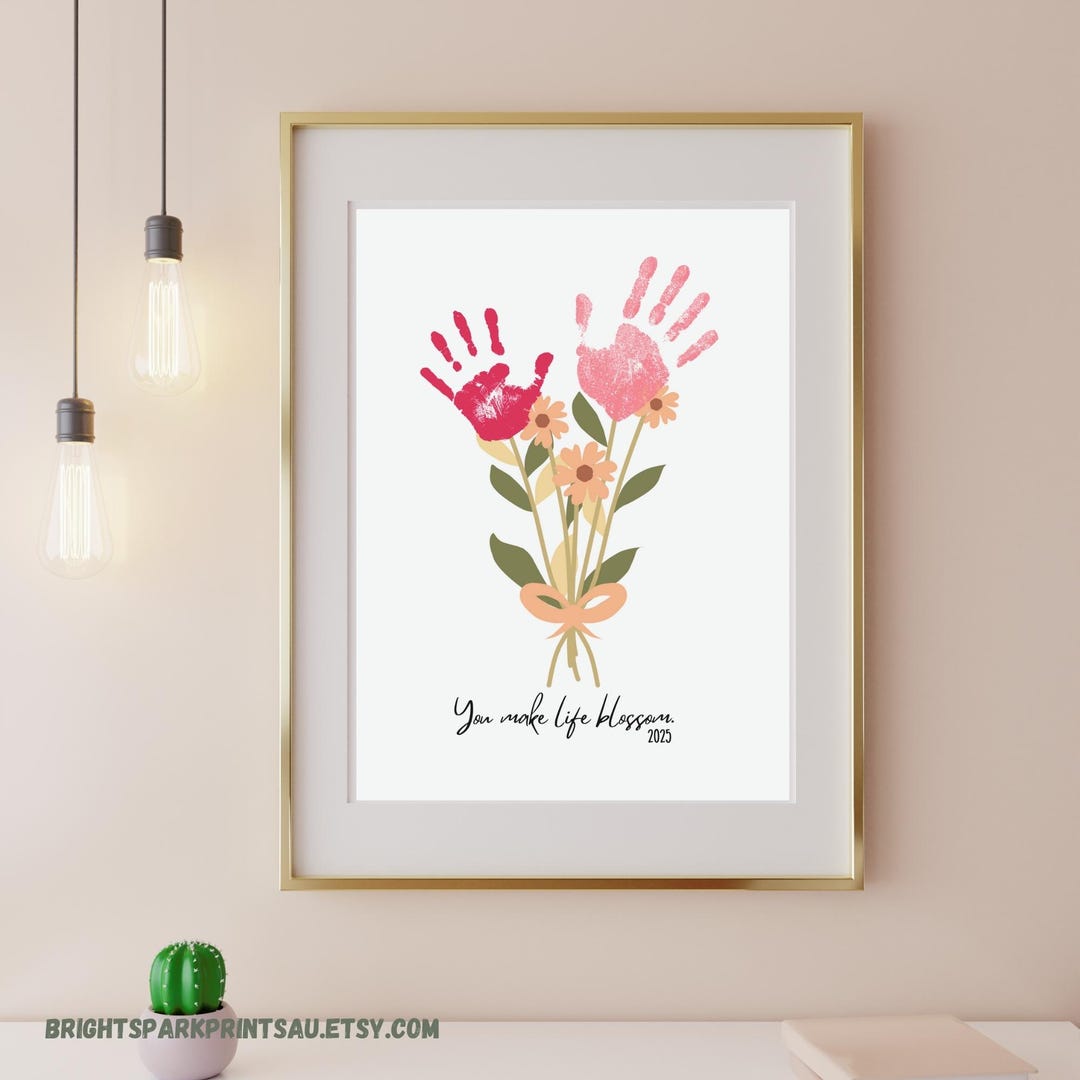 Flower Handprint Art Keepsake Mothers Day 2025 Gift You Make Life ...