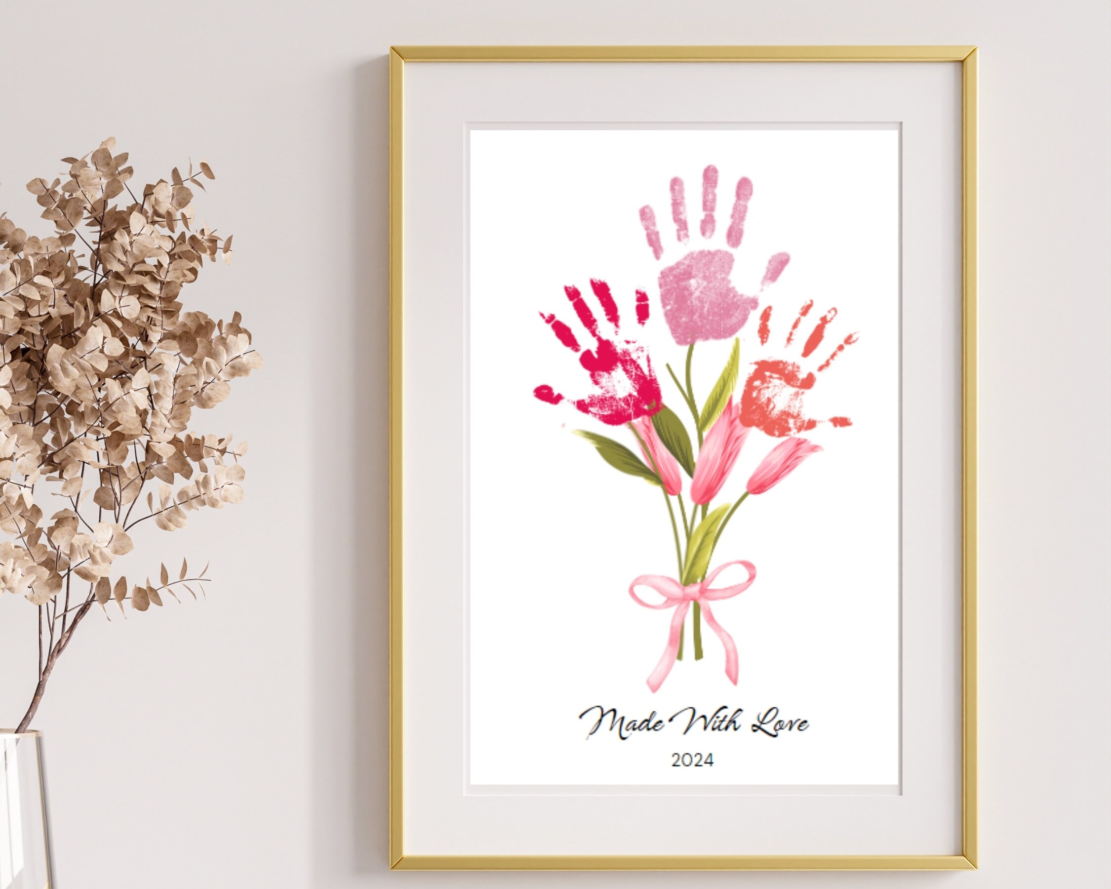 DIY Mother's Day Handprint Flower Bouquet Craft Template for Kids ...
