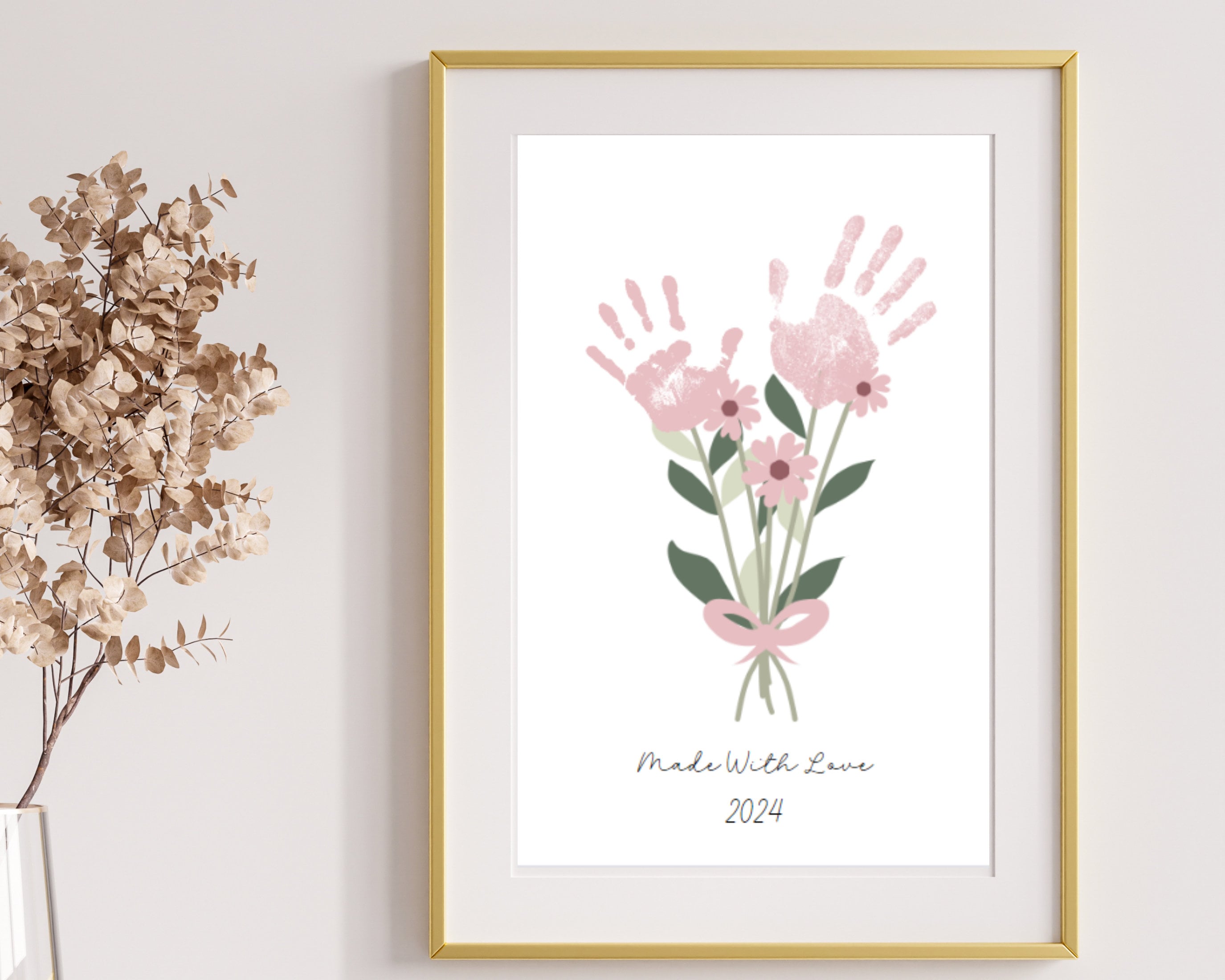 Flower Handprint Art Keepsake Mothers Day Gift Valentines Day Mom Gift ...