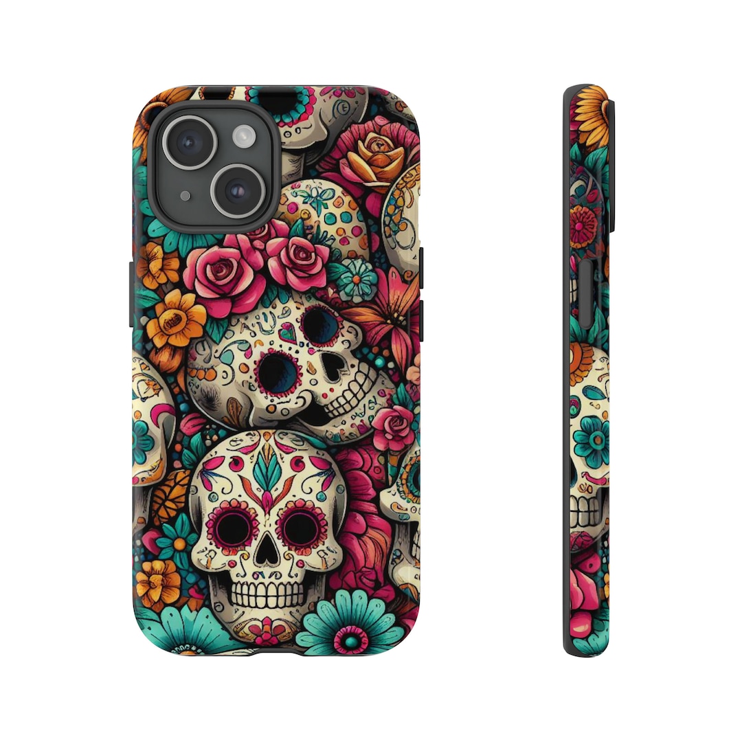 Durable Sugar Skull Phone Case Day of the Dead Sugar Skull Phone Case ...