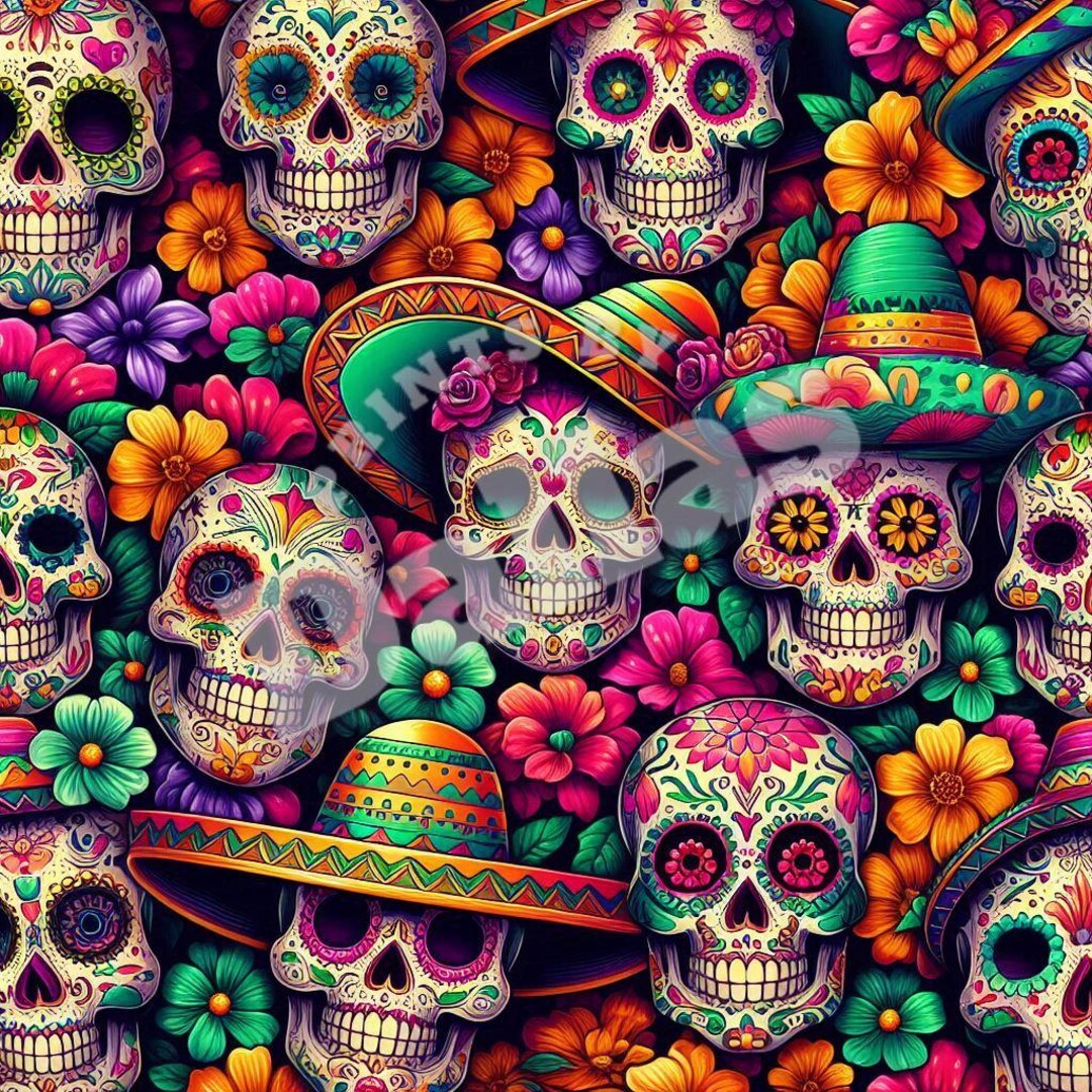 Fiesta of the Dead, Vibrant Afterlife, Eternal Celebration, Skulls in ...
