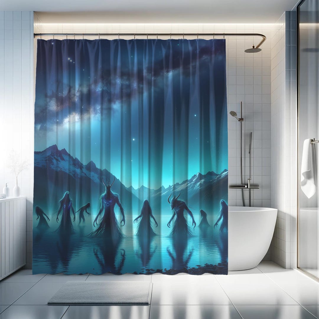 Mountain Cryptids Shower Curtains, Enchanted Fantasy Bathroom Decor ...