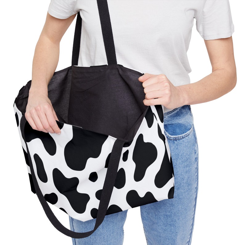 Cow Print Weekender Tote Bag, Chic Cow Patterned Weekender Travel Bag ...