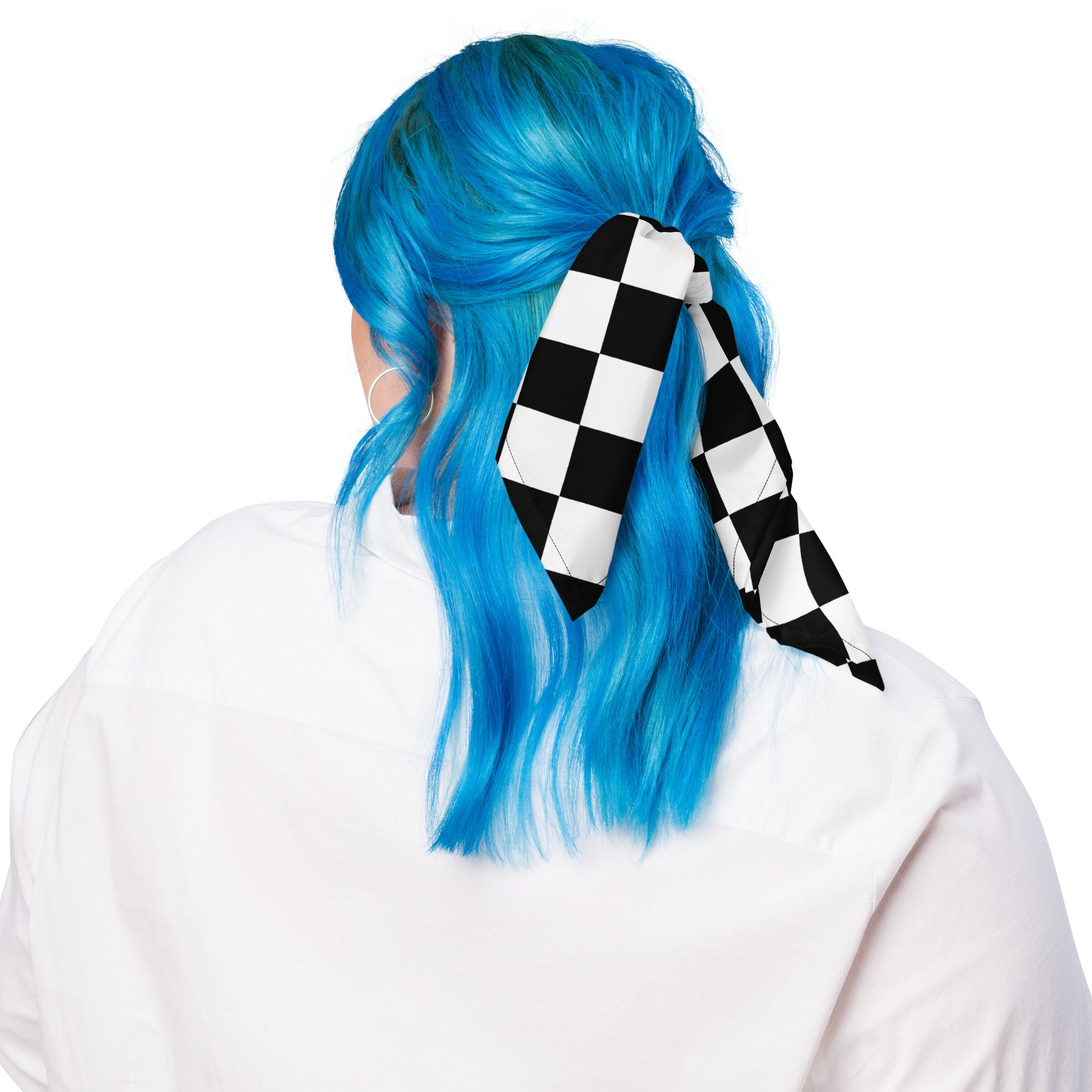 Classic Checkered Bandana, Monochrome Headwrap, Versatile Neck Scarf ...