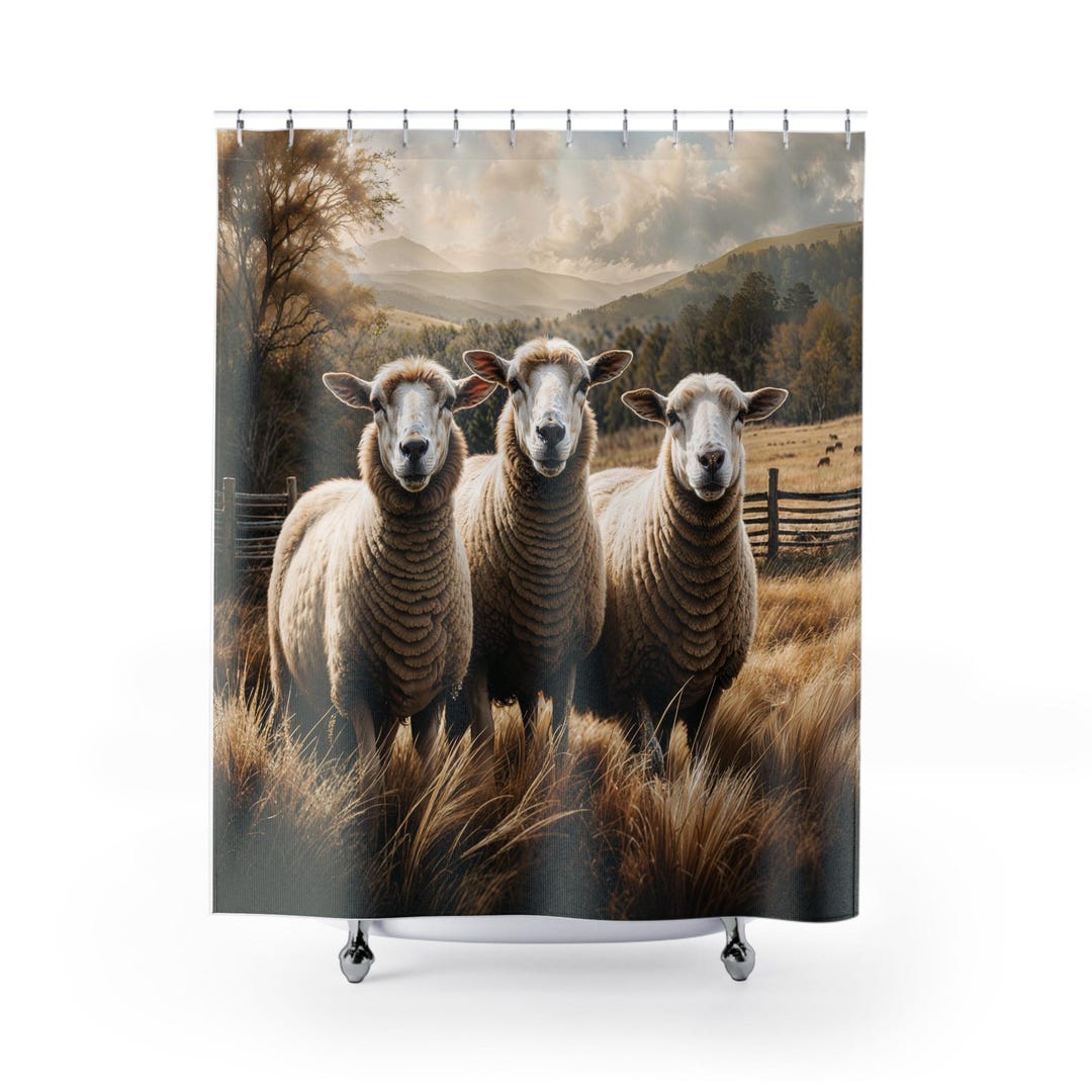 Rustic Farmhouse Sheep Shower Curtain: Country Cabin Bathroom Decor - Etsy
