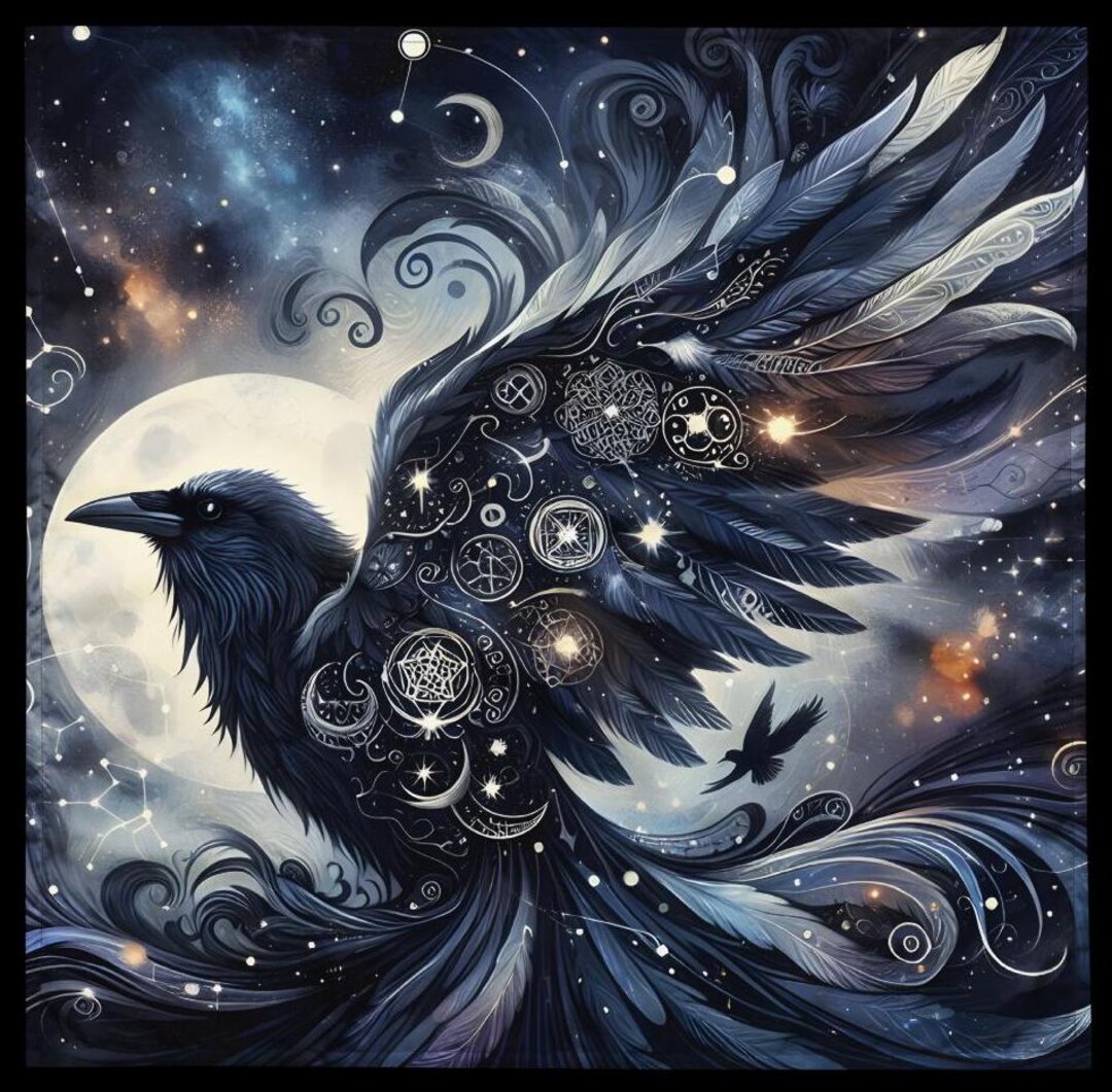 Mystical Raven Bandana: Starry Night Celestial Bird Scarf - Etsy