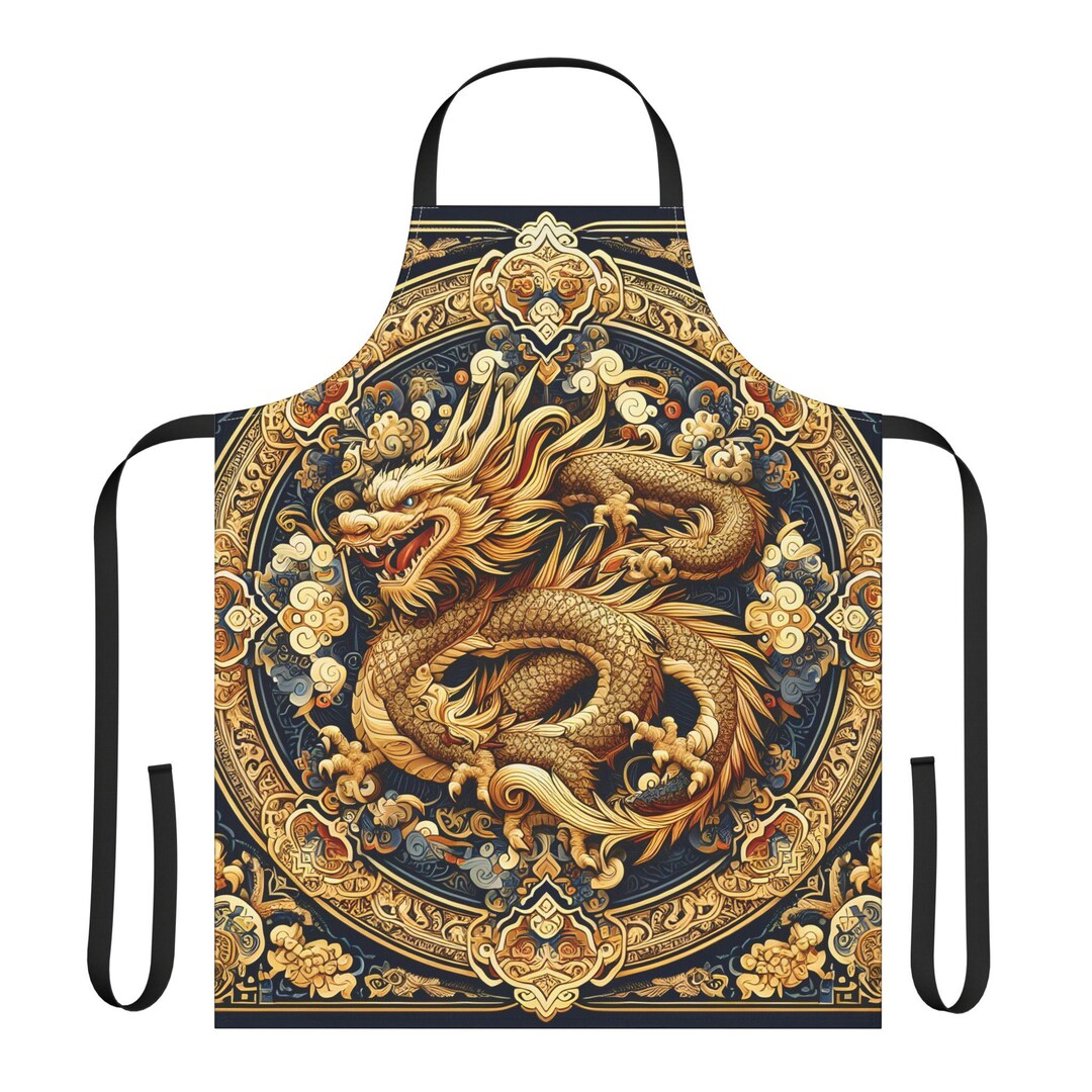 Dragon Art Chef Apron, Colorful Cooking Apron for Home Cooks, Gift for ...