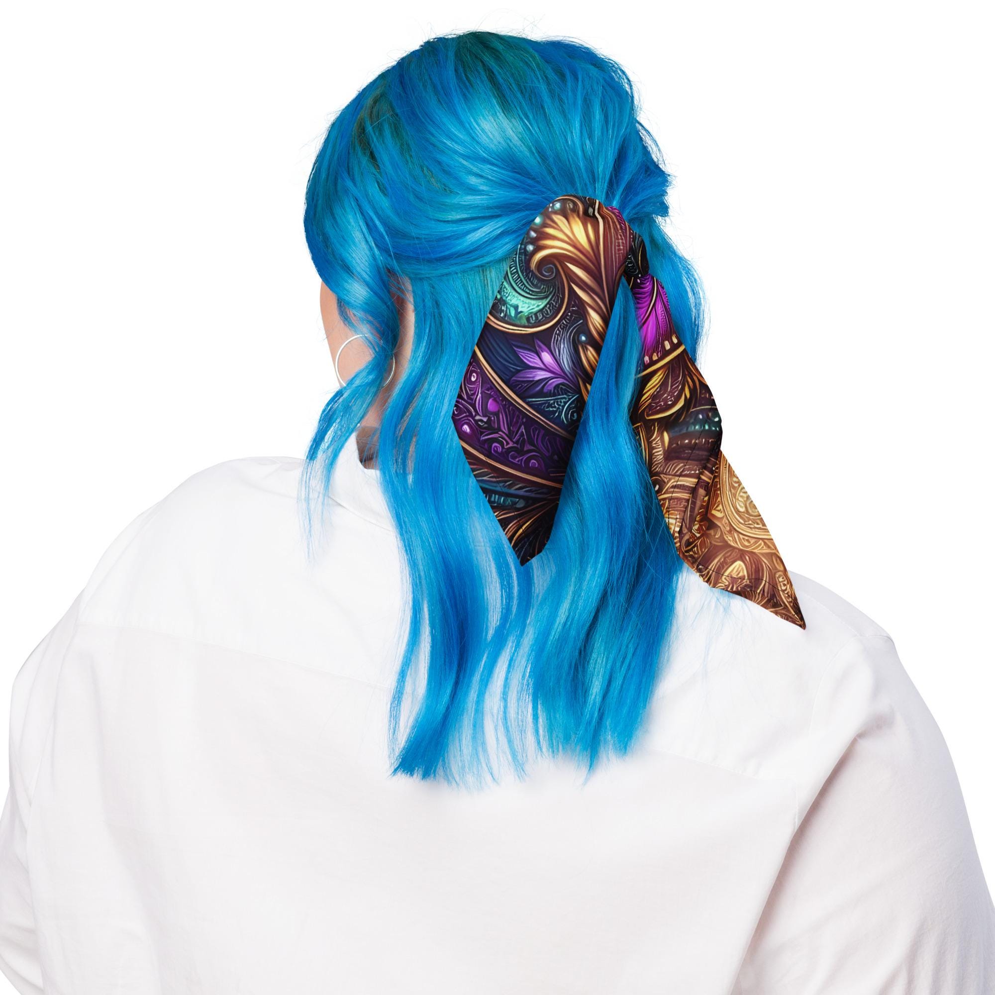 Vibrant Purple and Teal Paisley Bandana, Stylish Purple and Green ...