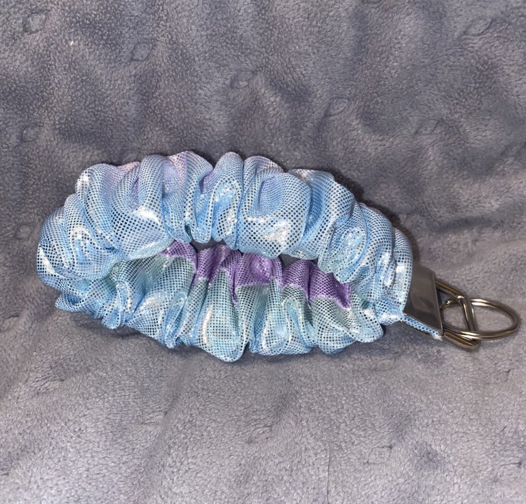 Rainbow Key Fob Scrunchie Key Chain Scrunchie Wristlet Handmade Lame ...