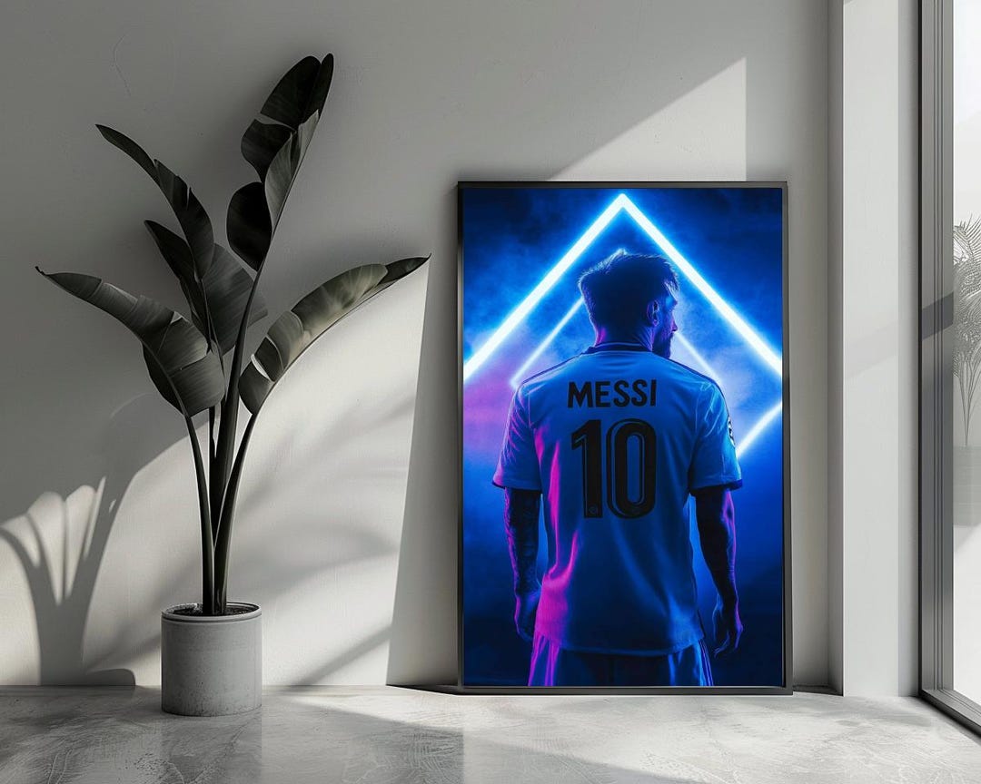 Lionel Messi Poster Neon Poster Football Poster Striker Poster Cool ...