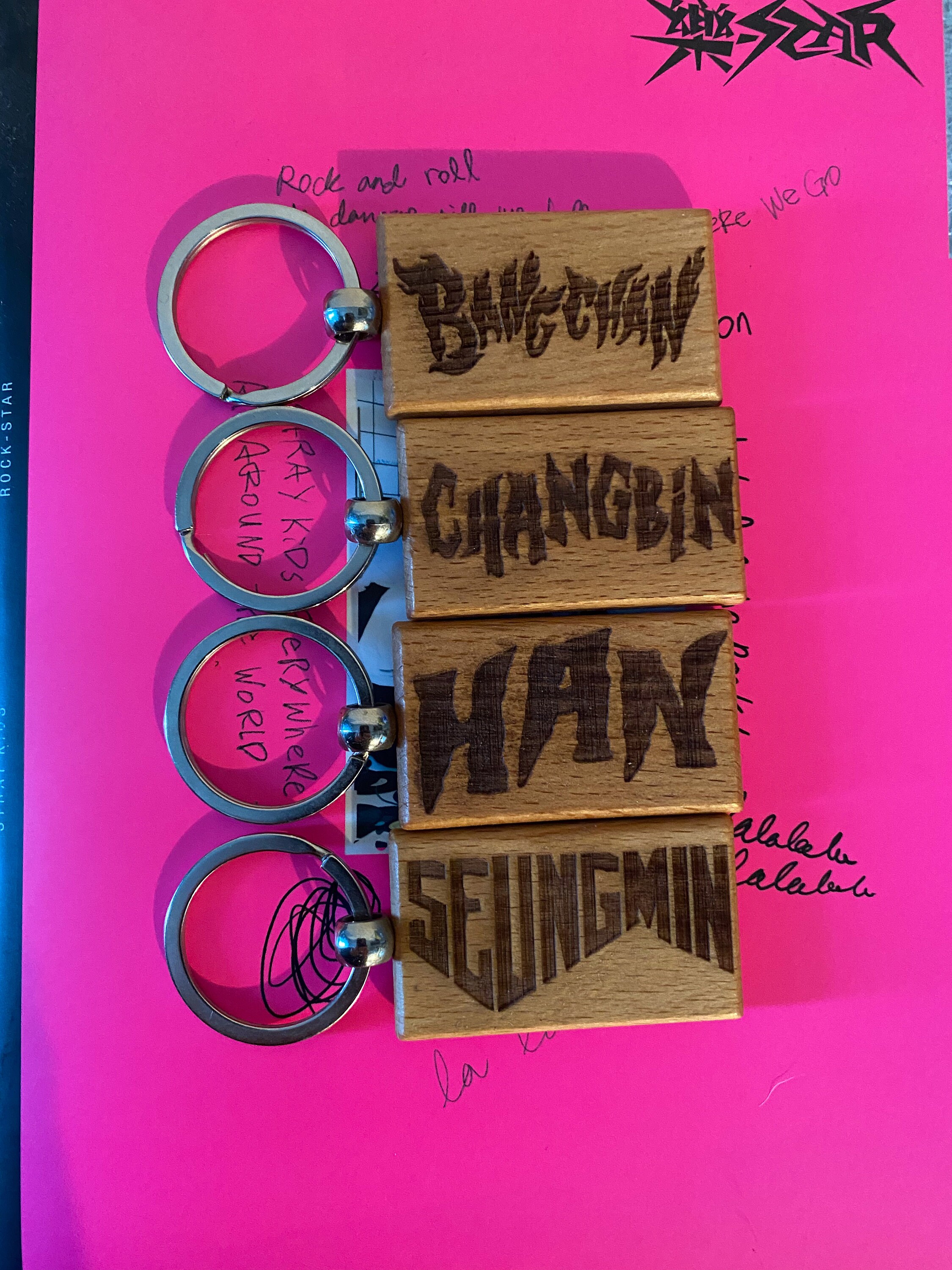 Stray Kids Rock-star Double-sided Laser Engraved Wood Keychain - Etsy
