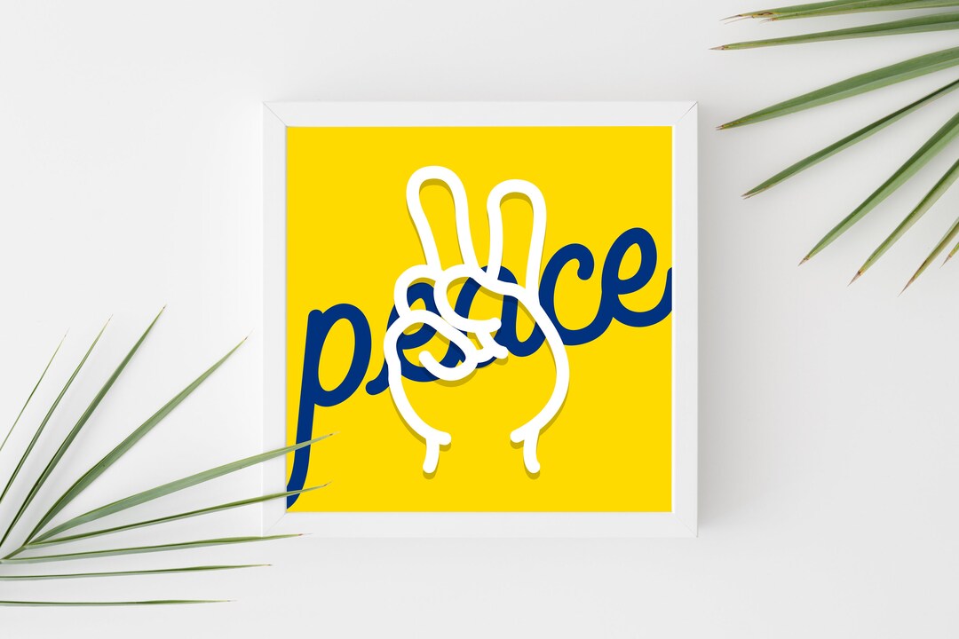 ASL American Sign Language peace Hand Sign and Text. Fine Art Print ...