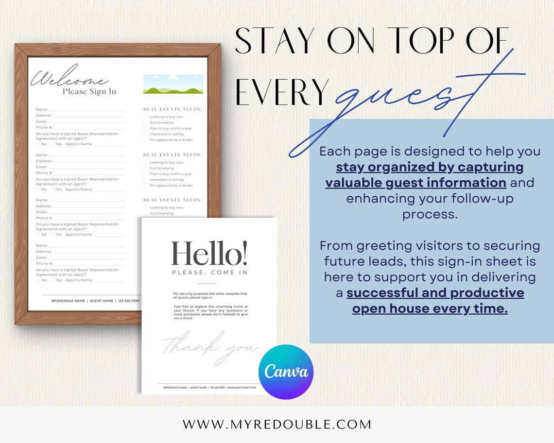 Sleek Open House Templates for Realtors | Editable Open House Sign-in ...