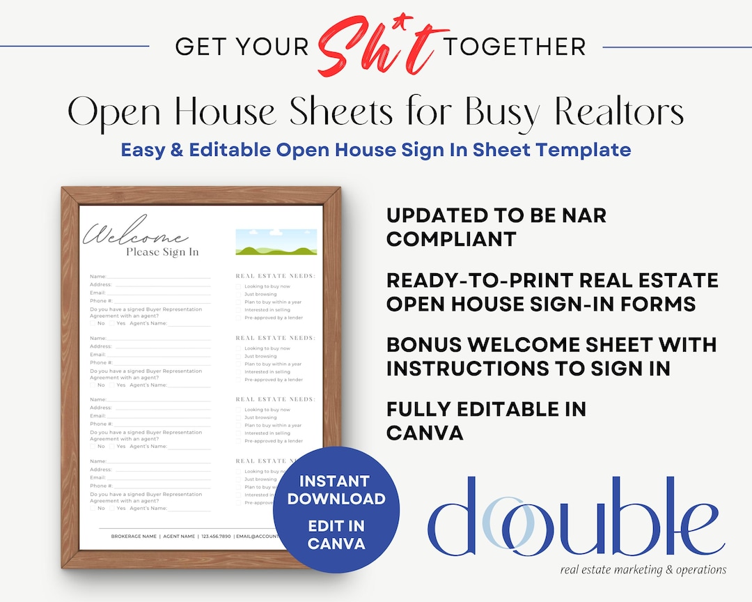 Sleek Open House Templates for Realtors | Editable Open House Sign-in ...