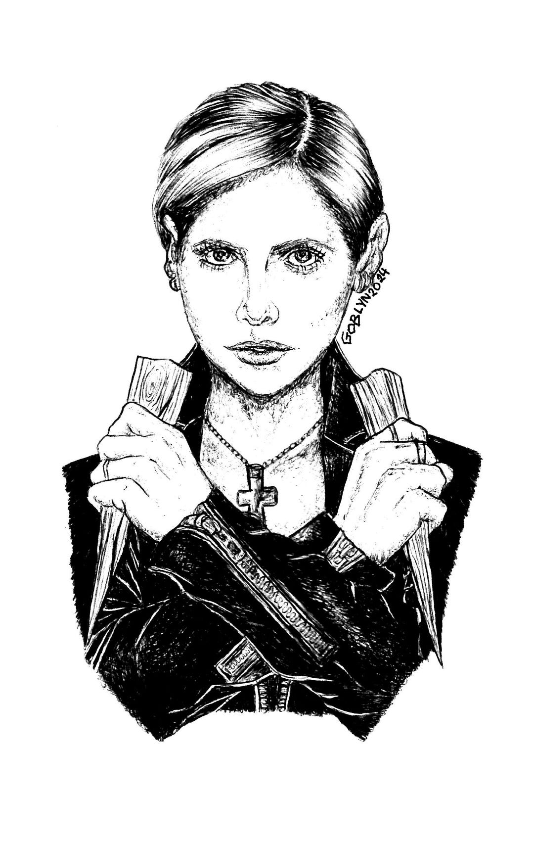 Buffy the Vampire Slayer BW Download Art Print Size A4 - Etsy